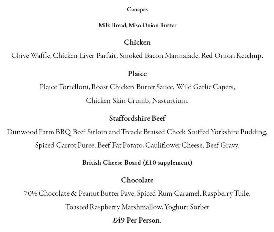 Menu at The Flintlock at Cheddleton restaurant, Leek