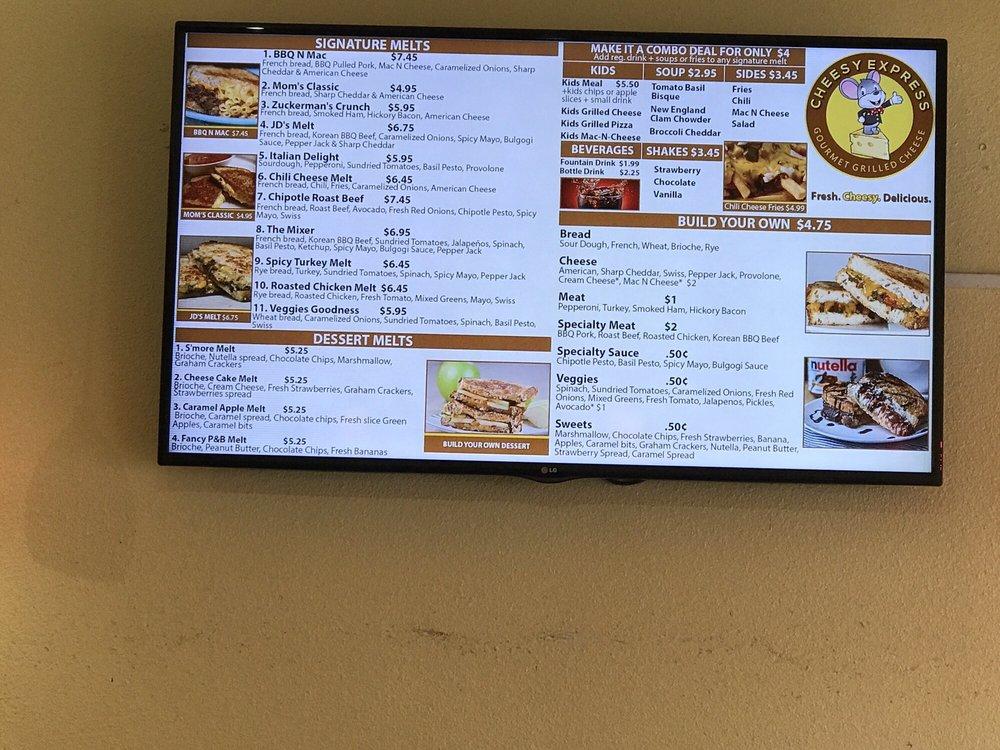 Menu at Cheesy Express restaurant, San Diego, Mission Blvd