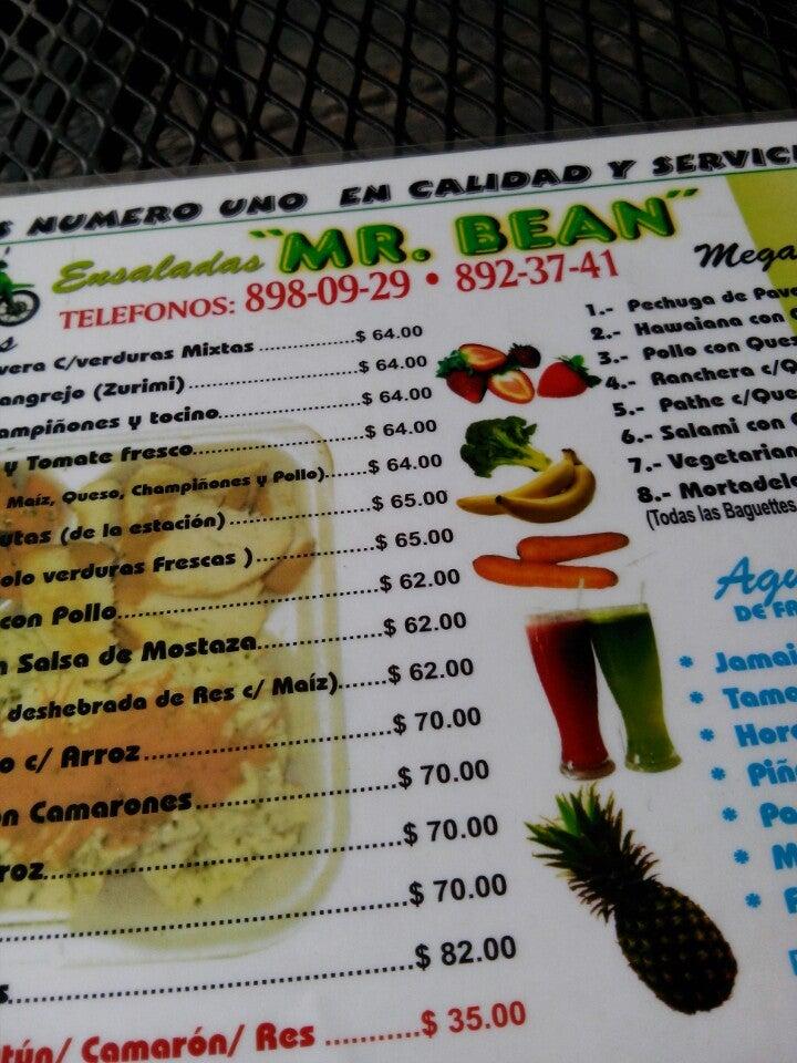 Menu at Mr. Bean restaurant, Cancún