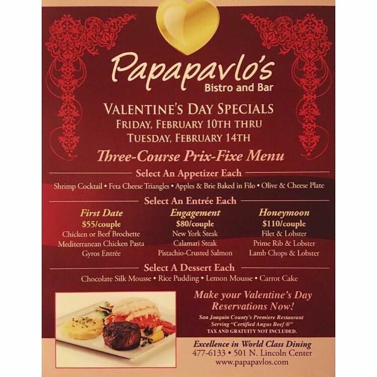 Menu at Papapavlo's Bistro & Bar, Stockton, 501 Lincoln Center