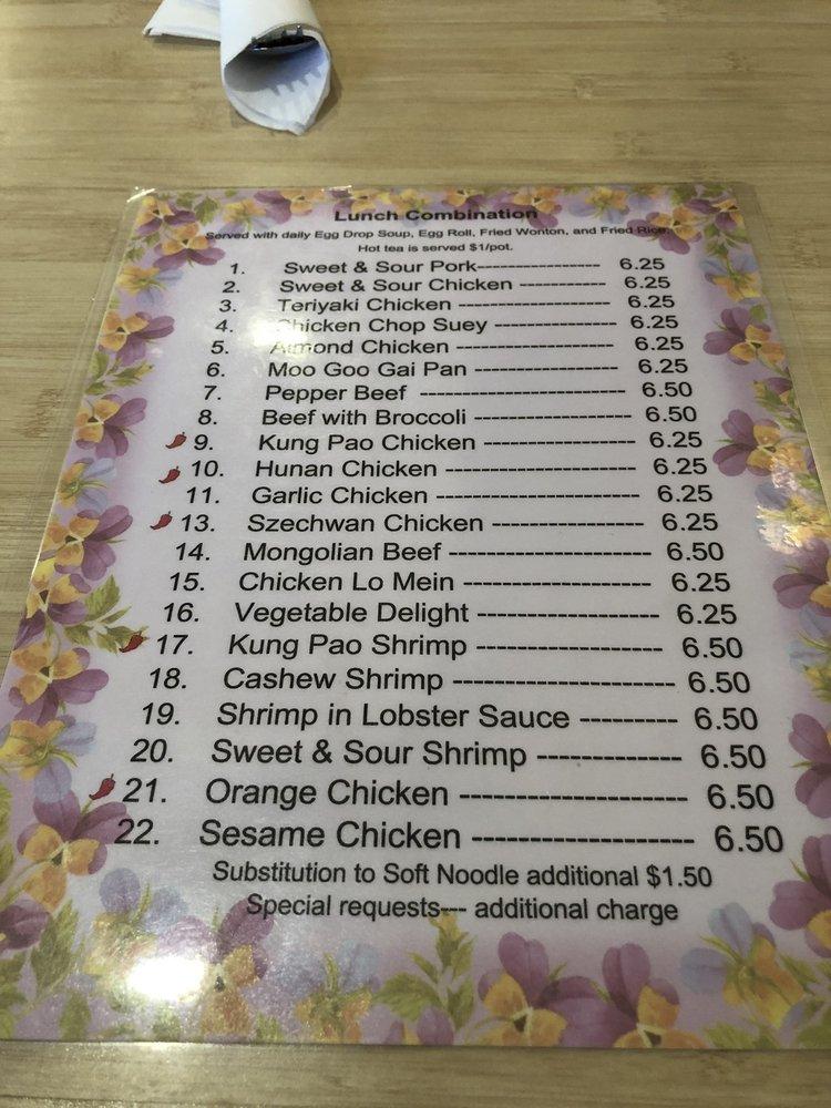 Menu at Big Heng restaurant, Peoria