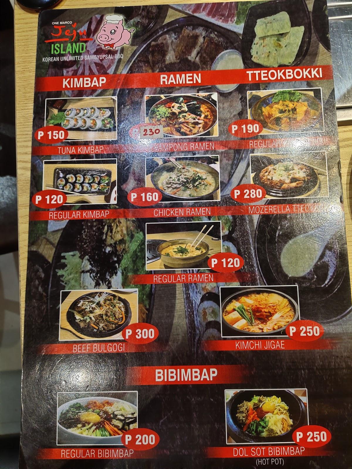 Menu at Jeju Island Korean Restaurant, Angeles, Angeles