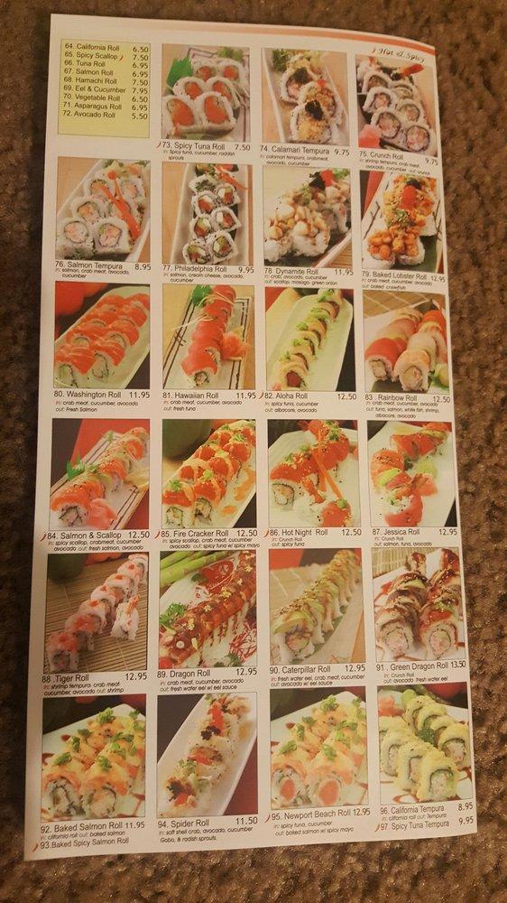 Menu at Dong Hae Sushi restaurant, Lompoc
