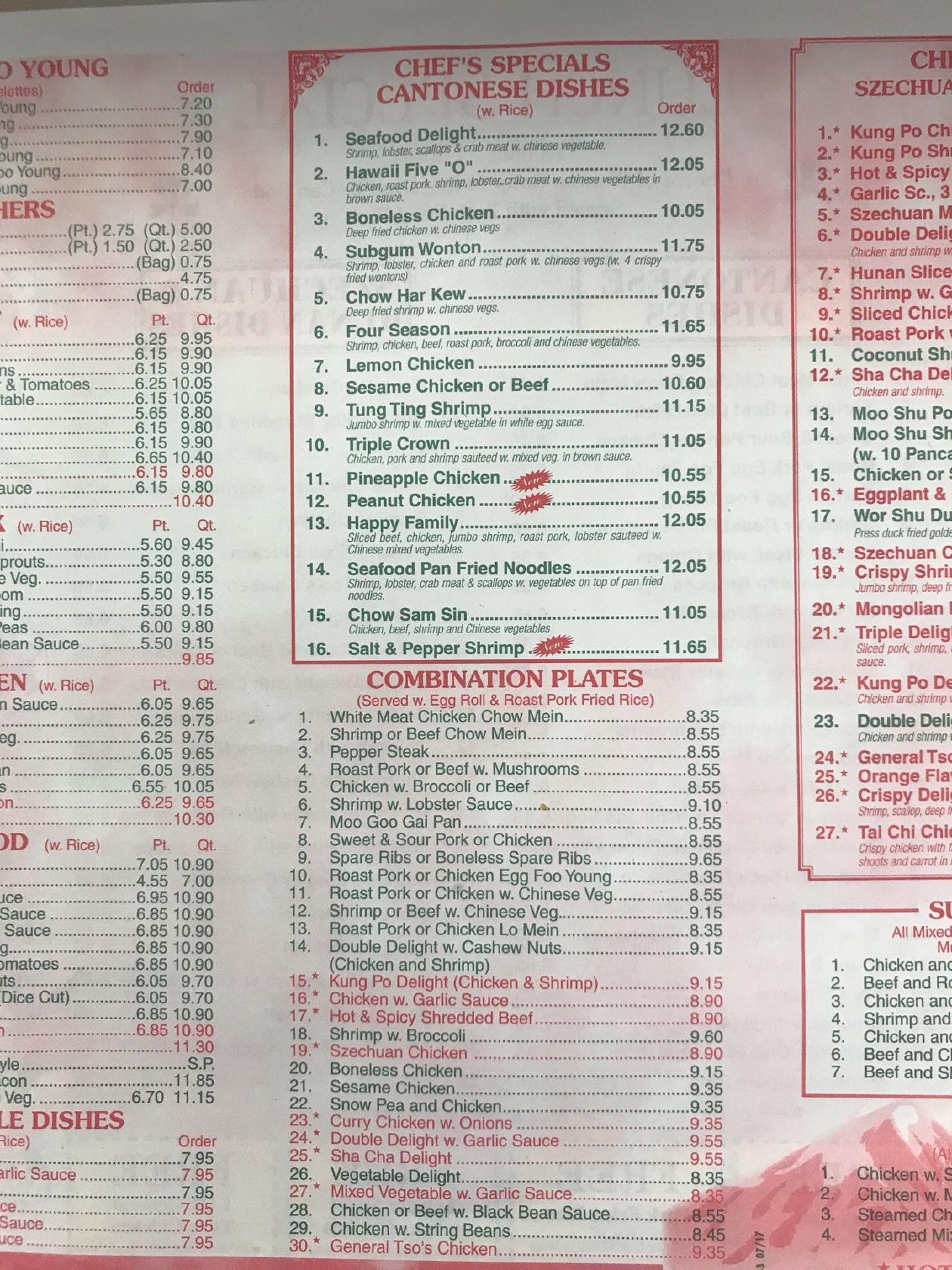 Menu at Dynasty Kitchen restaurant, Toms River