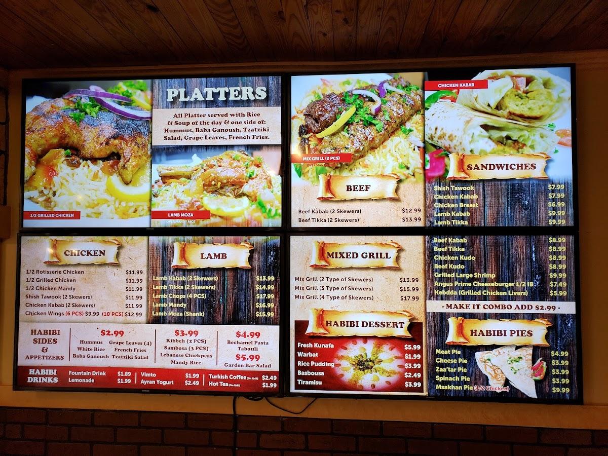 Menu at Habibi Grill & Bakery, Raleigh