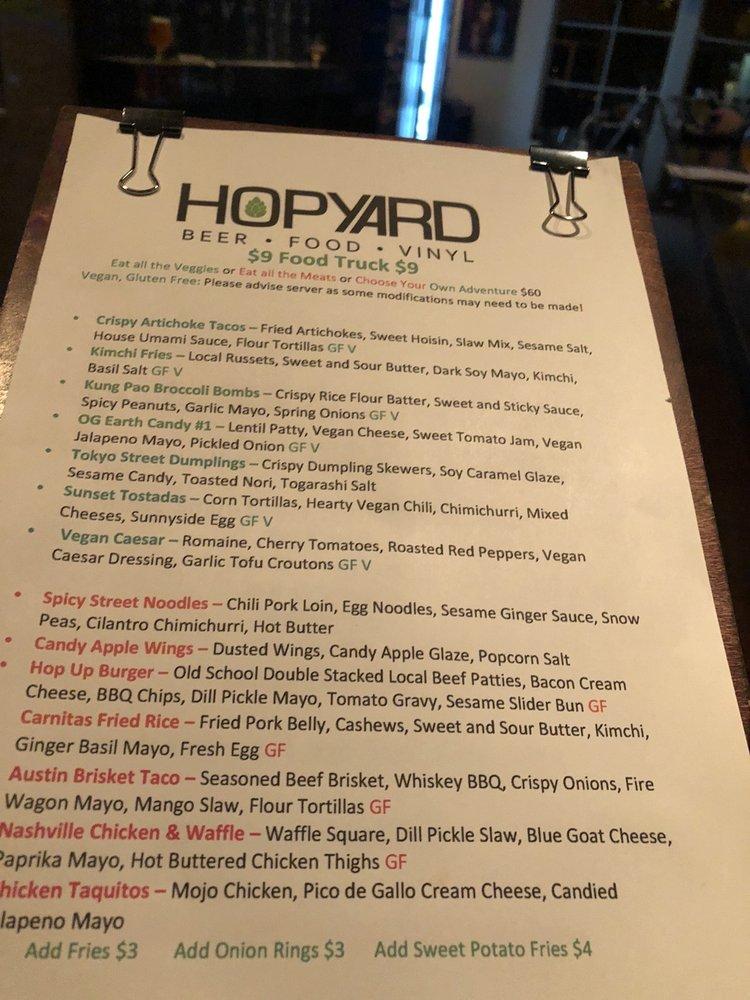 Menu at Hopyard pub & bar, Charlottetown