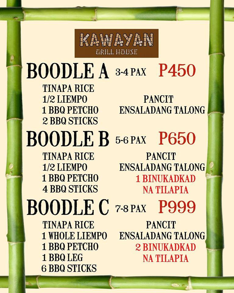 Menu at Kawayan Grill restaurant, Quezon City