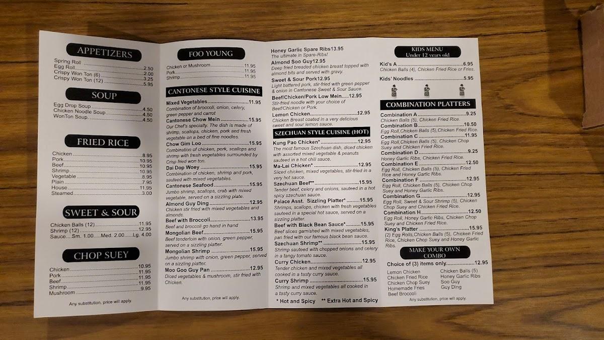 Menu at Wongs House Restaurant, Holyrood, Conception Bay Hwy