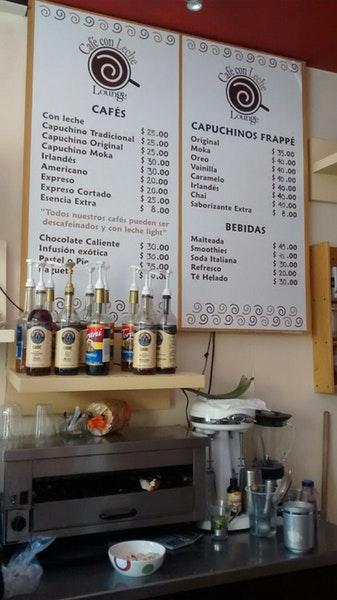 Menu at Cafe Con Leche, Guadalajara, Centro sur L-14