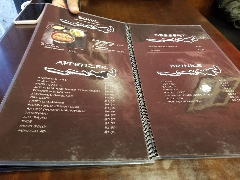 Menu at Kosuke restaurant, Alhambra