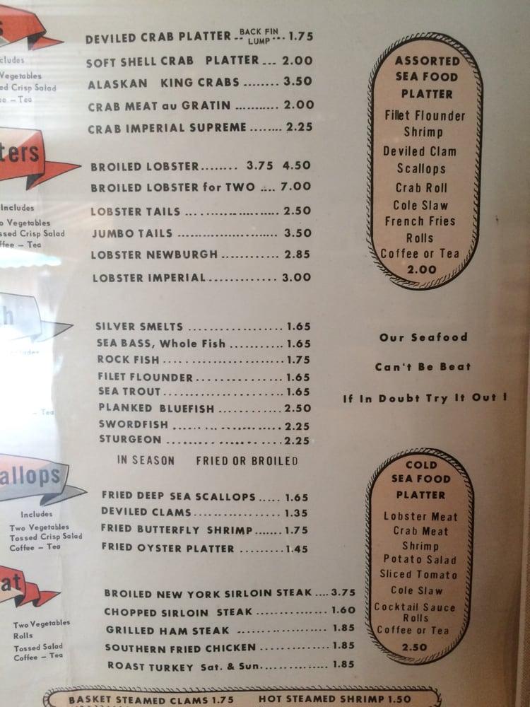 Menu at The Lobster House restaurant, Cape May, 906 Schellengers Landing Rd