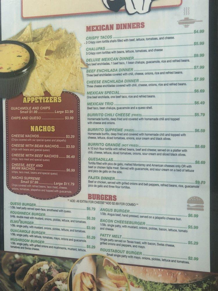 Menu at Elmo's Grill restaurant, West Columbia