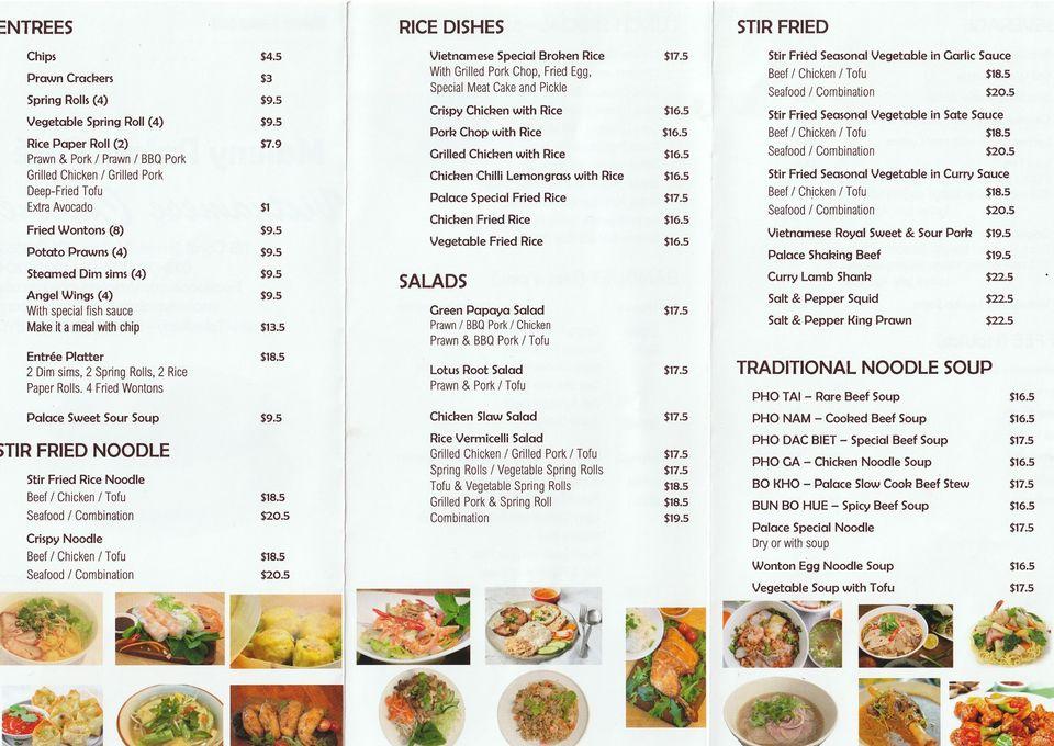 Menu at Maleny Palace Cafe, Maleny