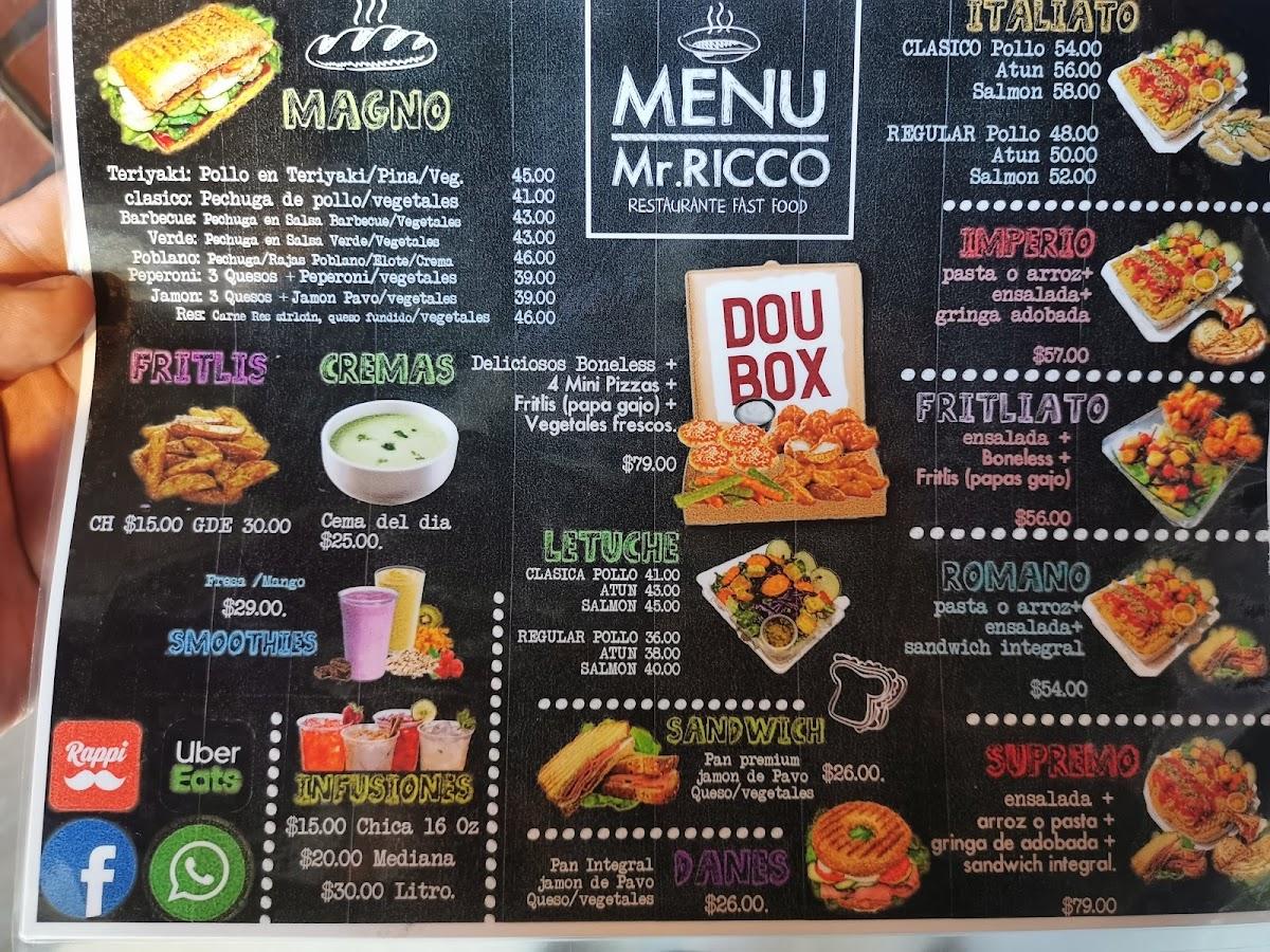 Carta del restaurante Mr. Ricco, Torreón