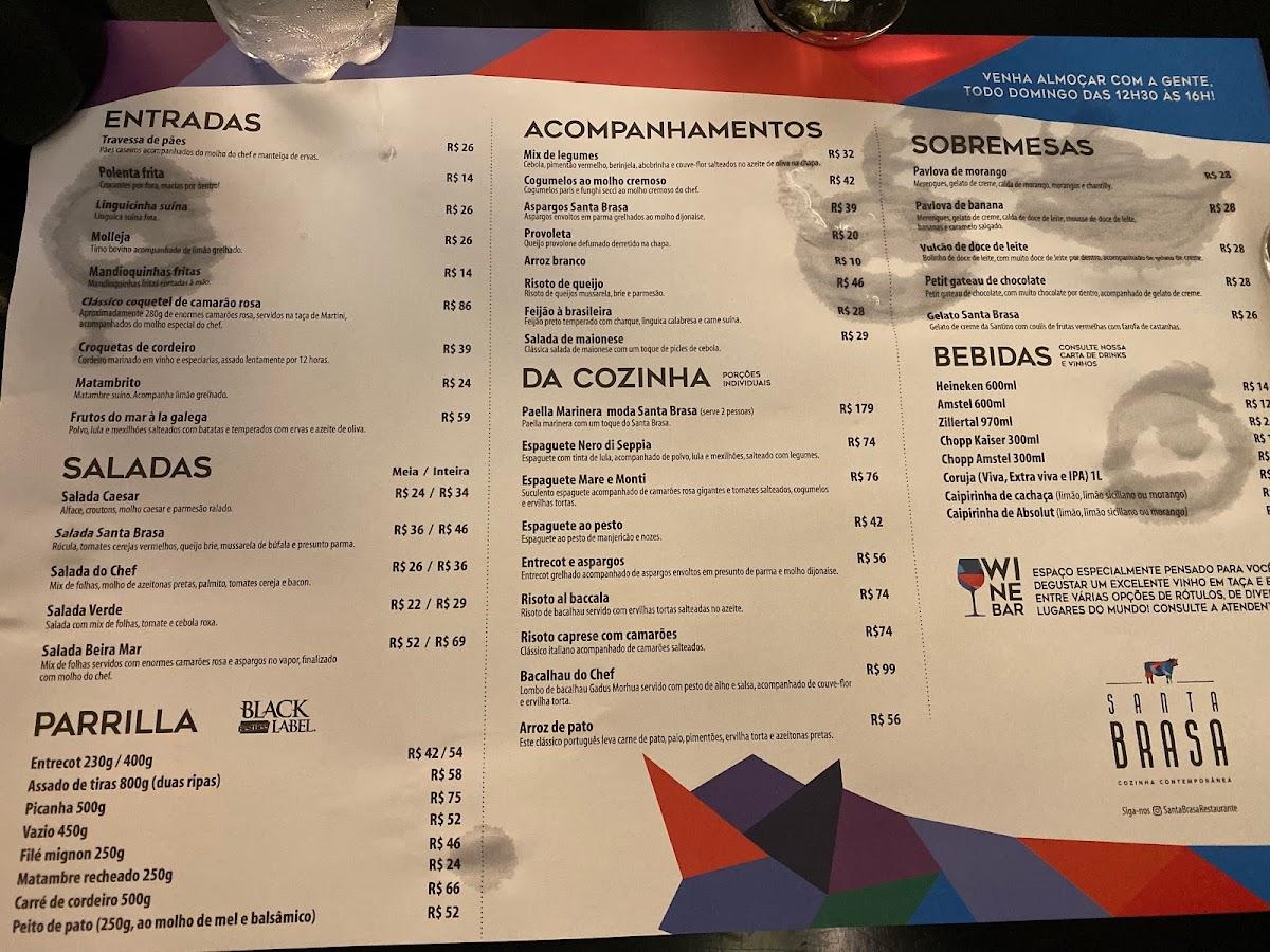 Menu em Santa Brasa Cozinha Contemporânea restaurante, Santa Maria, R ...