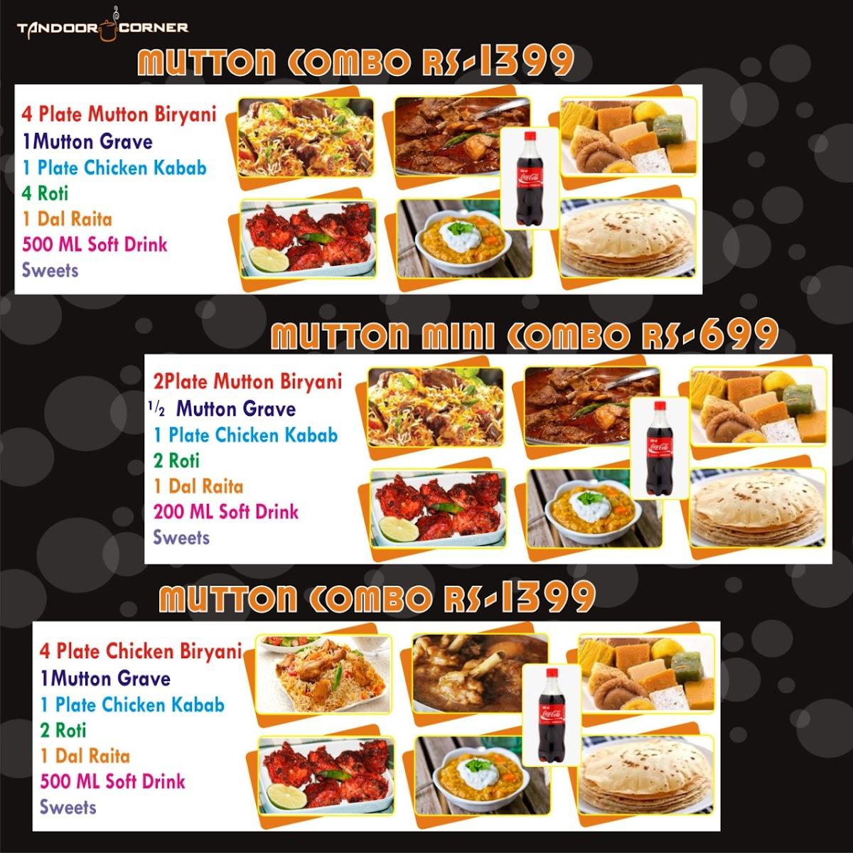 Menu at Tandoor corner, Mandya