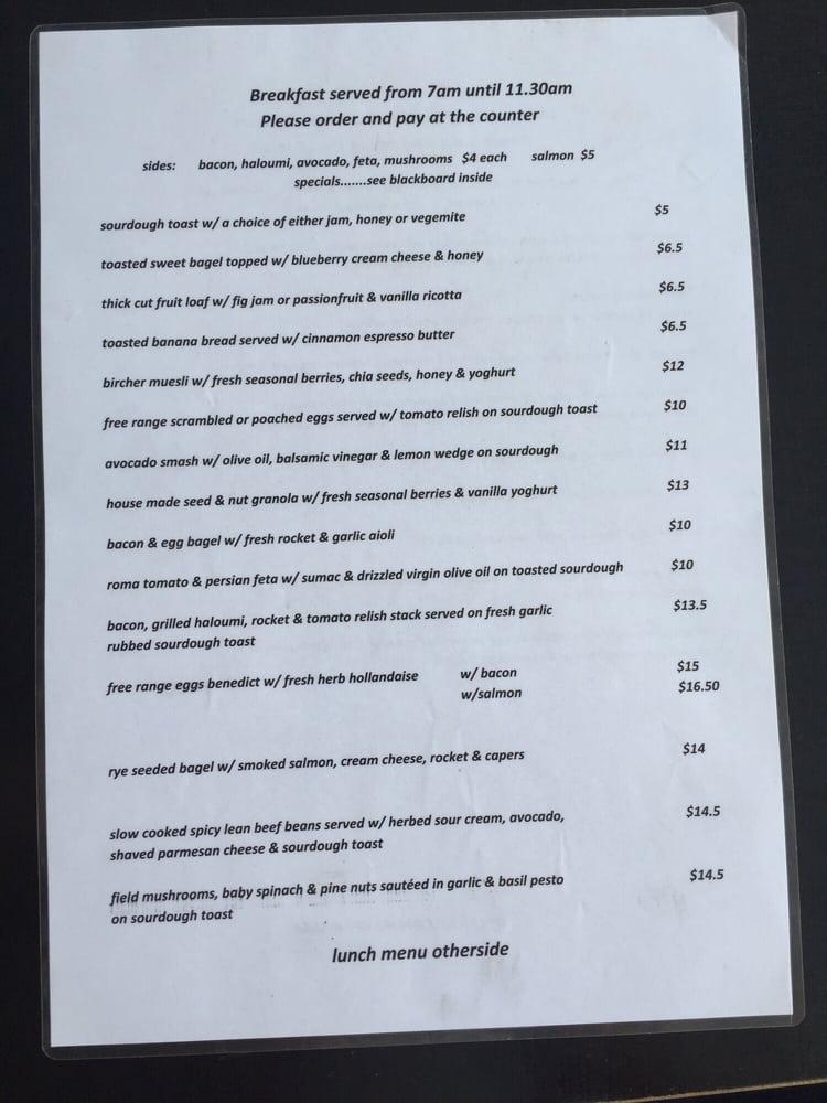 Menu at Cambridge Lane Espresso + Kitchen restaurant, Manly