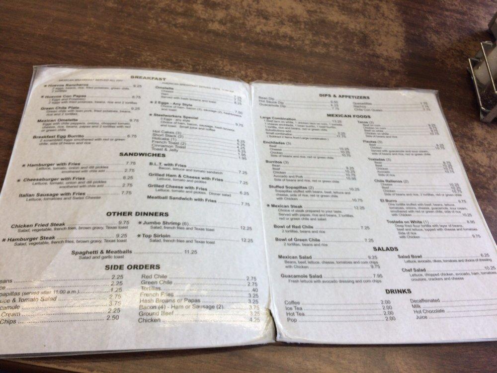 Menu at Mill Stop Cafe, Pueblo