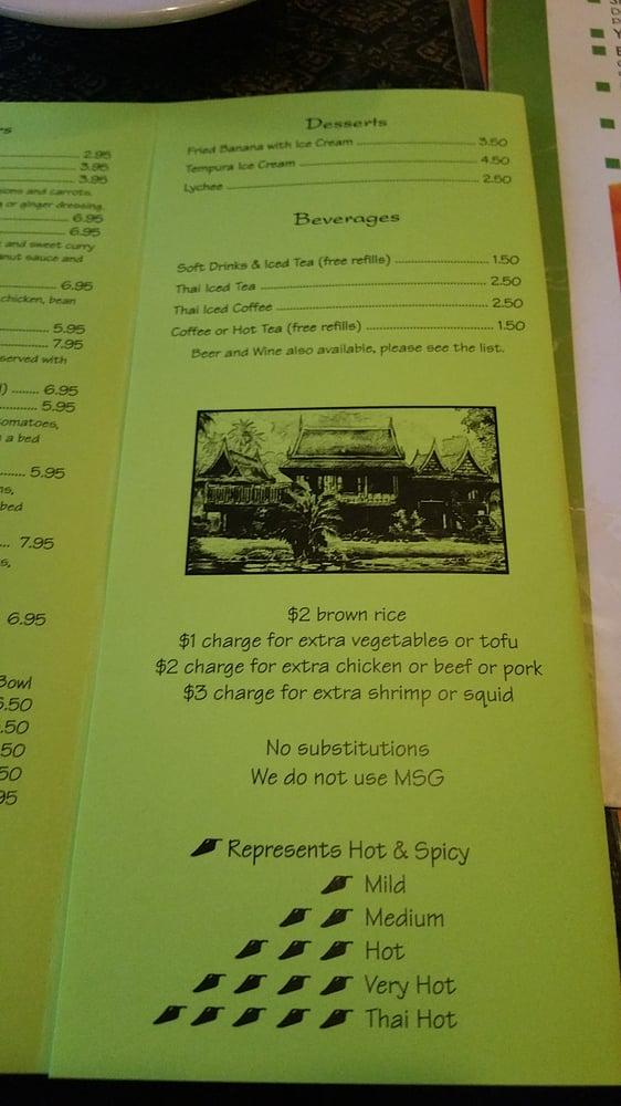 Menu at Thai House restaurant, Jensen Beach