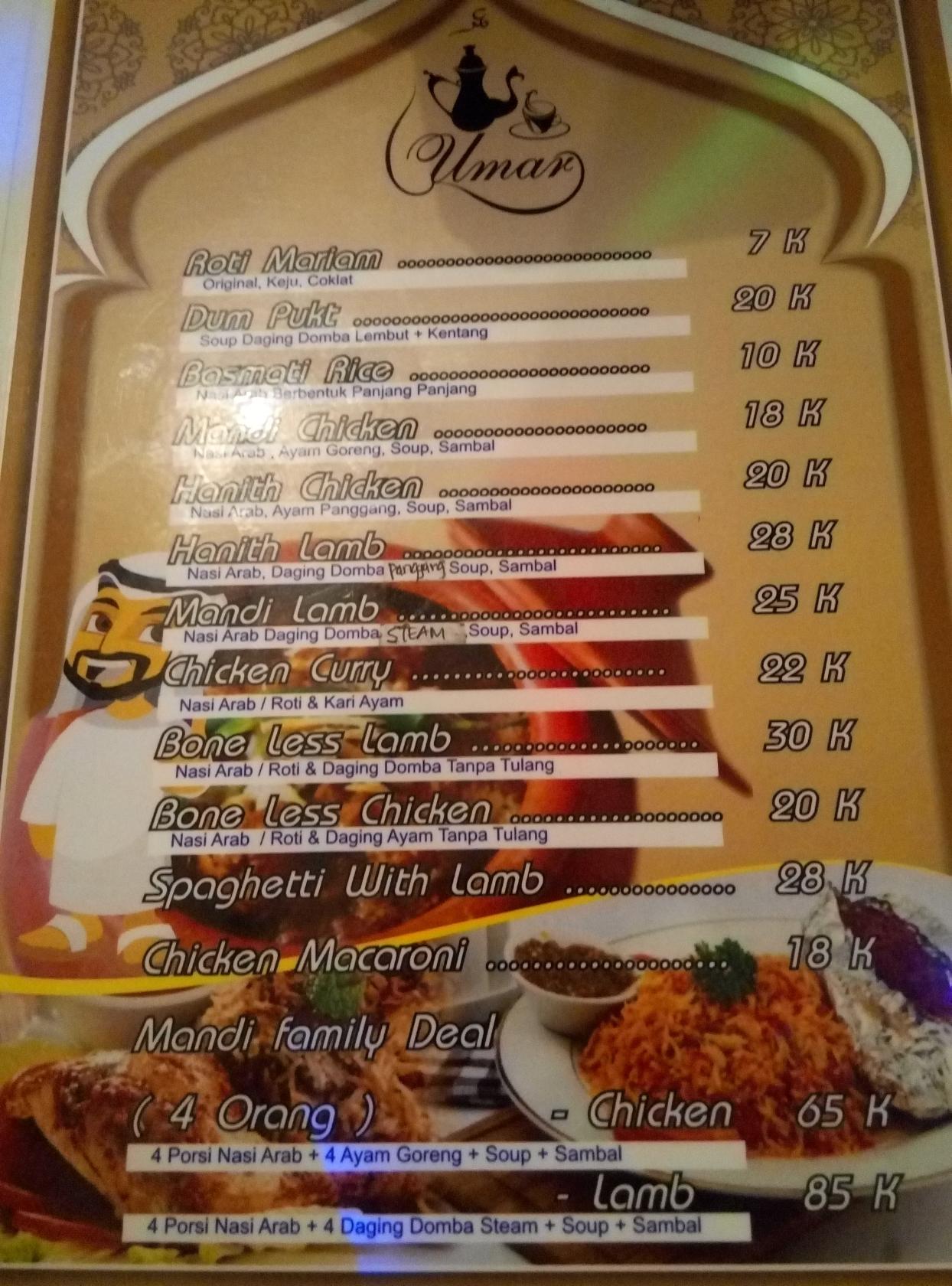 Menu at Umar Restaurant & Shisha Cafe, Depok