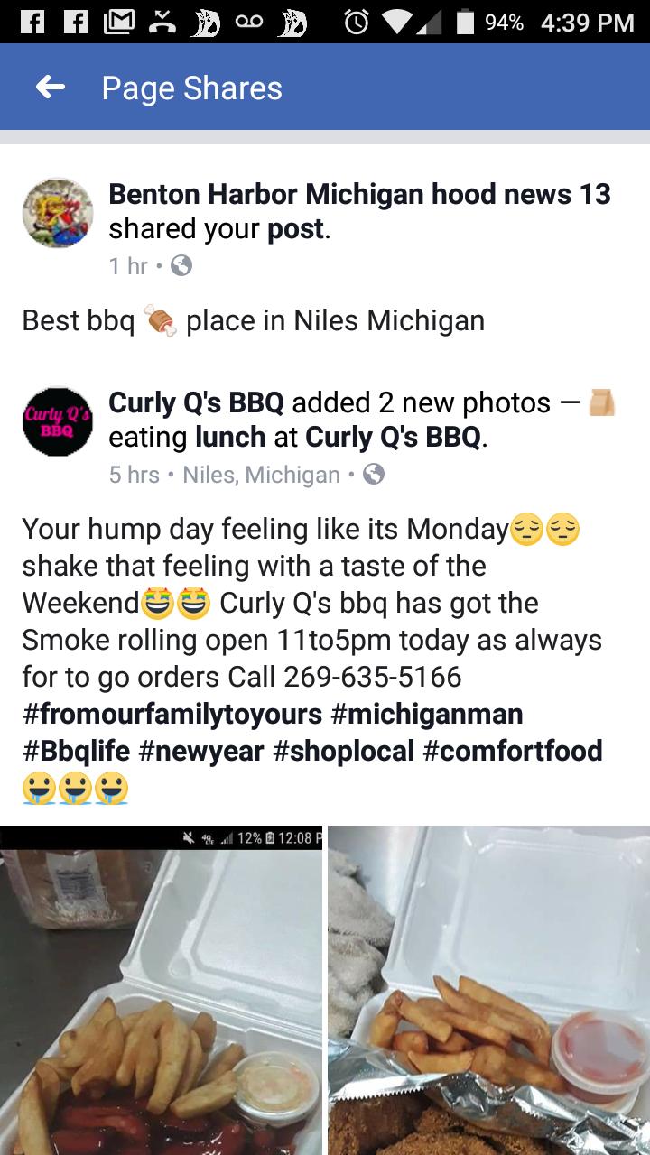 Menu at Curly Q's BBQ, Niles