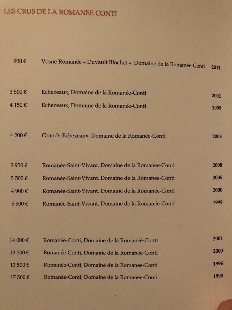 Menu at Epicure restaurant, Paris, 112 Rue du Faubourg Saint-Honoré