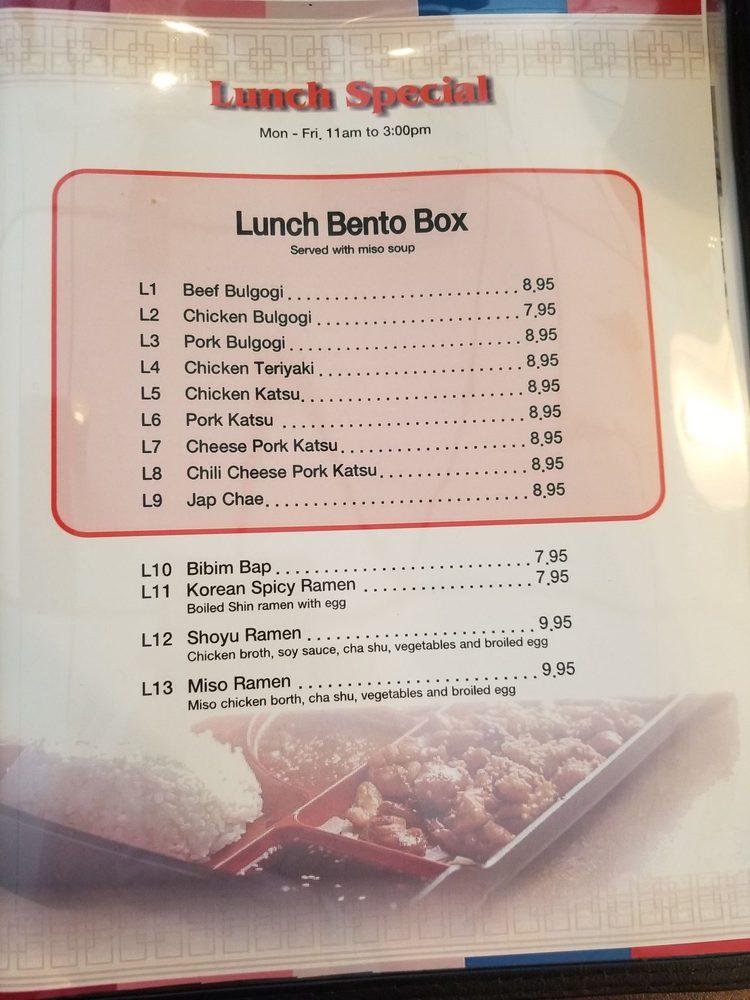 Menu at KOGI Korean BBQ, Tucson
