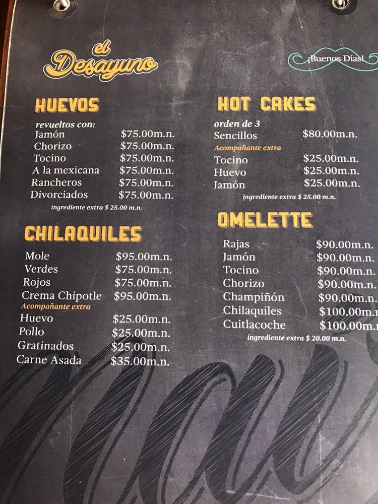 Menu at Maíz Restaurante, Tijuana