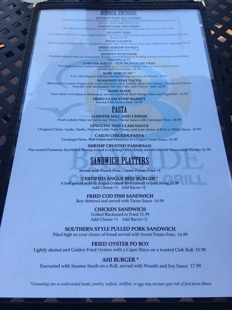 Menu at Bayside Clam & Grill pub & bar, East Islip