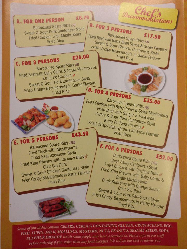 Menu at House of Mr Li fast food, Sutton Coldfield