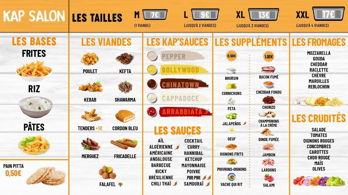Menu at Kap Saloon Armentières restaurant, Armentières