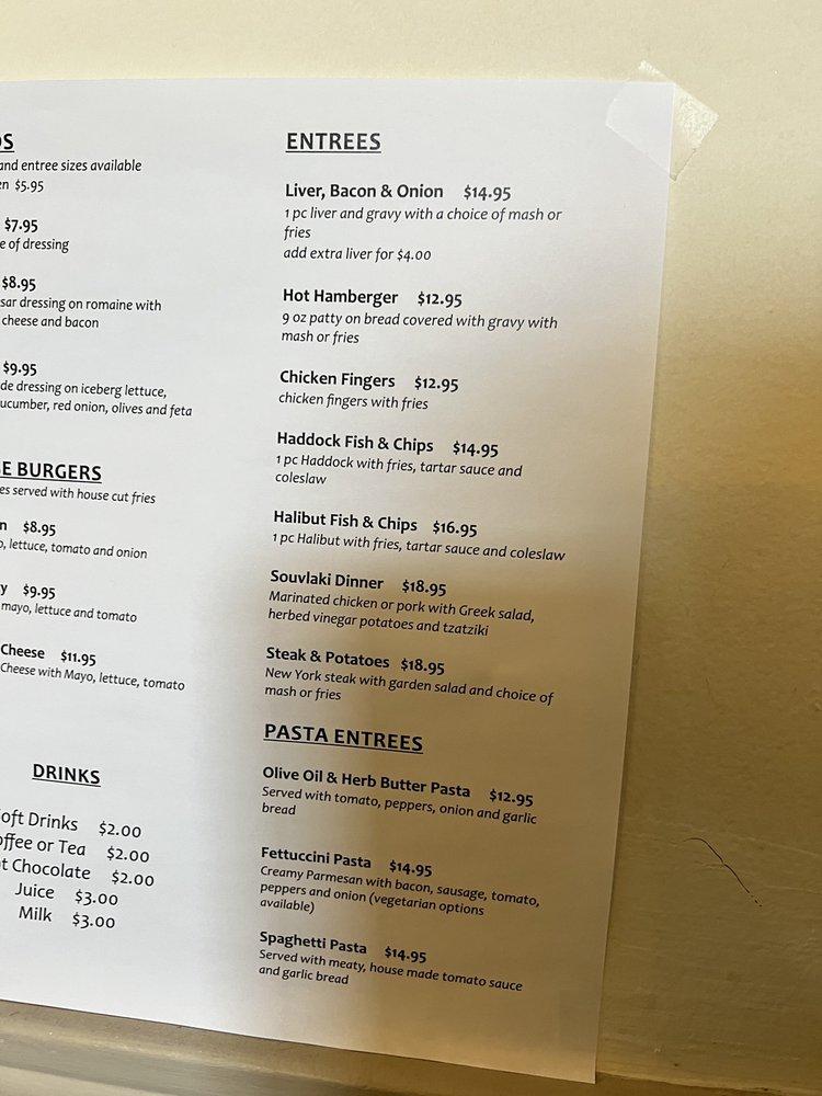 Menu at Bethune's Bistro restaurant, Gravenhurst