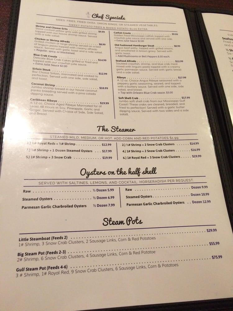 Menu at Blue Crab Grill steakhouse, Laurel, 604 Carroll Gartin Blvd