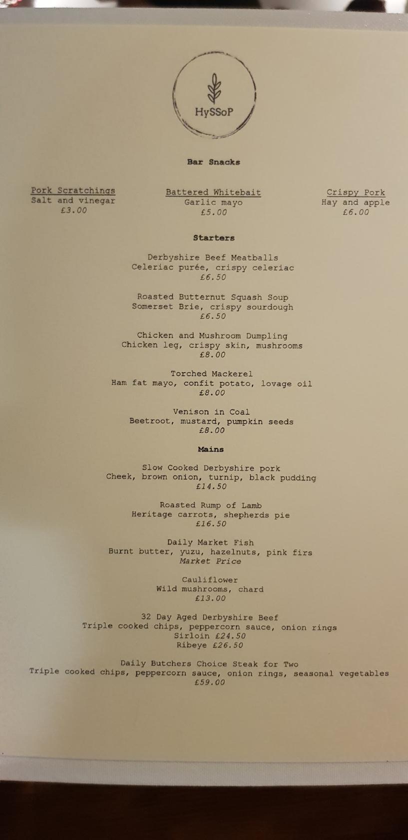Menu at Bulls Head Glossop pub & bar, Glossop