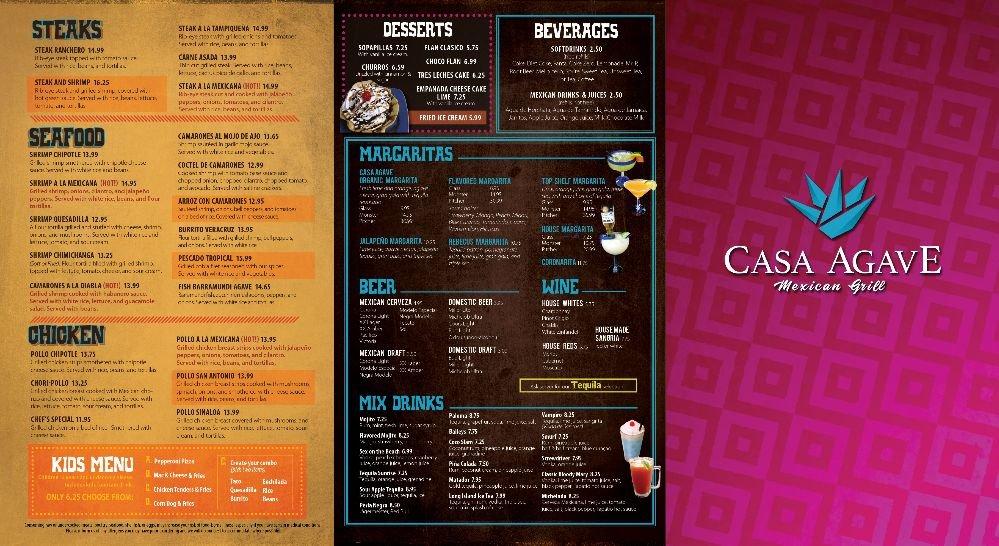 Menu at Casa Agave Mexican Grill restaurant, Wildwood