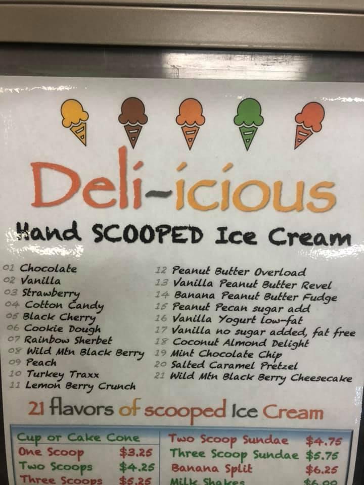Menu at Deli-Icious restaurant, Culpeper