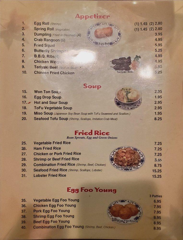 Menu at Lucky Liu's restaurant, Milwaukee