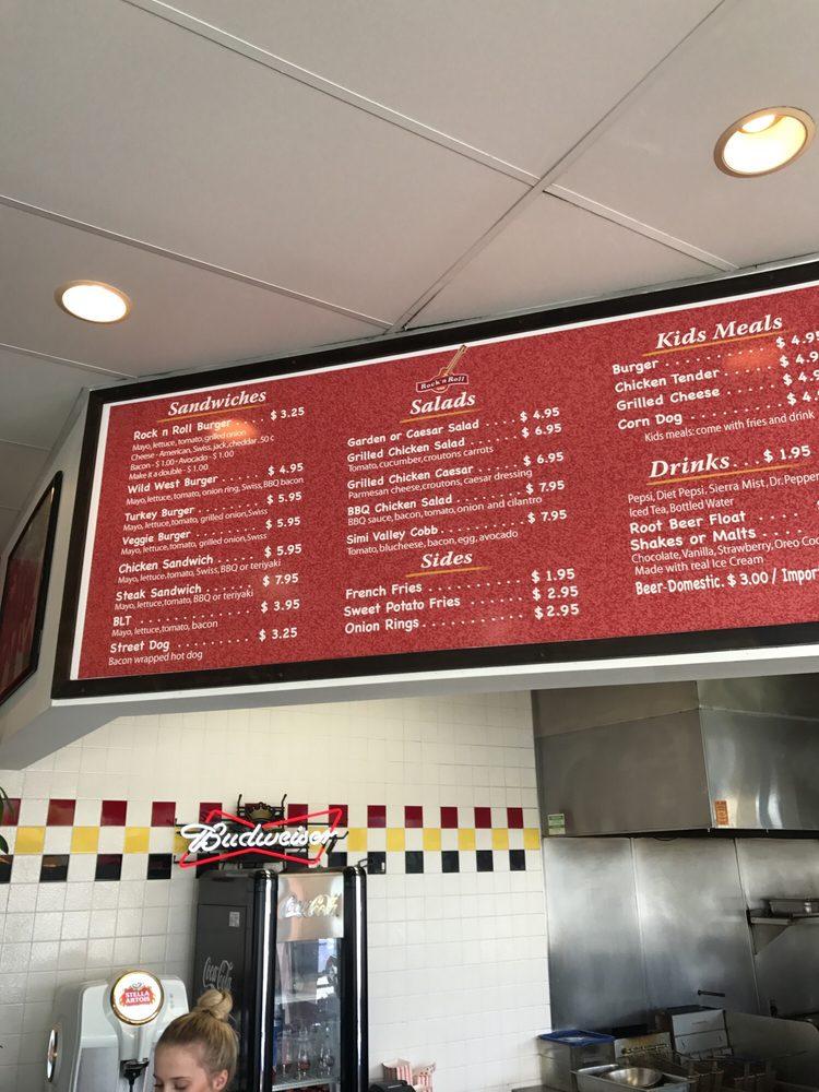 Menu at Rock n Roll Cafe, Simi Valley