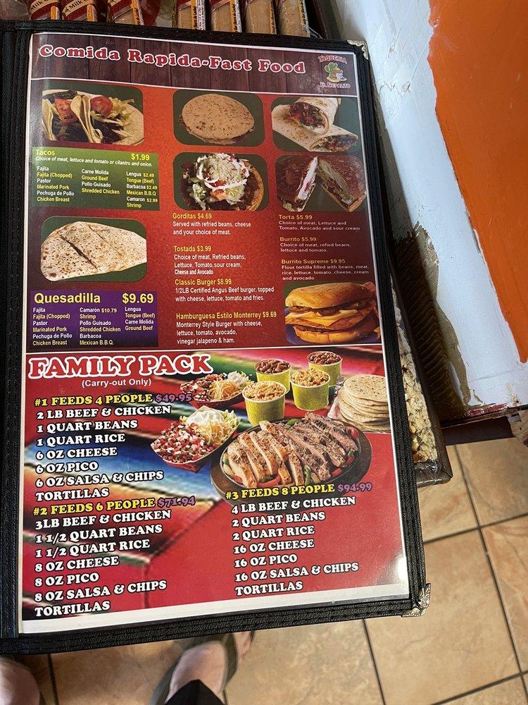 Menu at Taqueria El Nopalito restaurant, Pearland