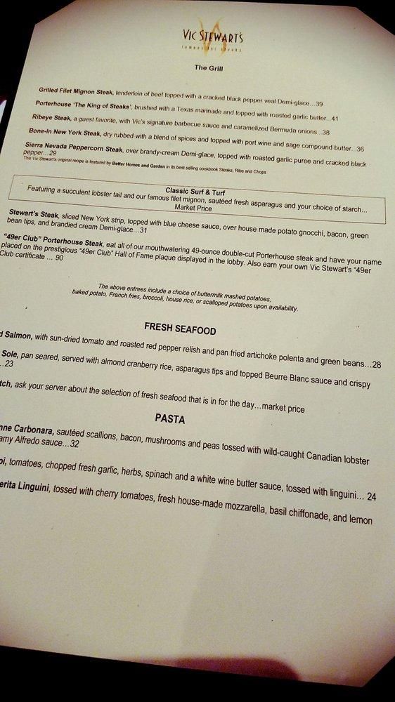 Menu at Vic Stewart's pub & bar, Brentwood