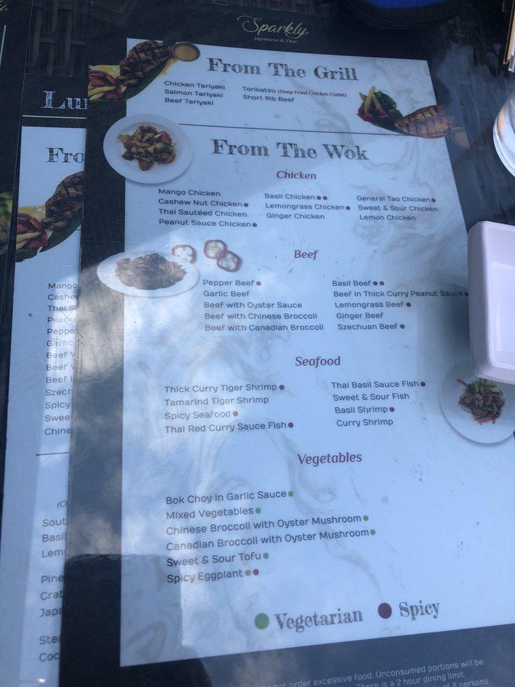 Menu at SPARKLY Japanese & Thai restaurant, Vaughan