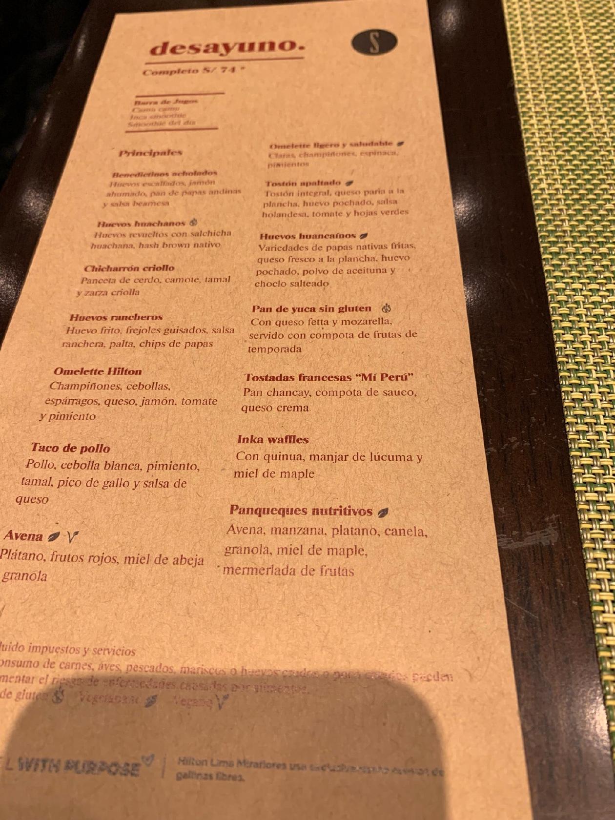 Menu at Social Restaurant & Bar, Miraflores