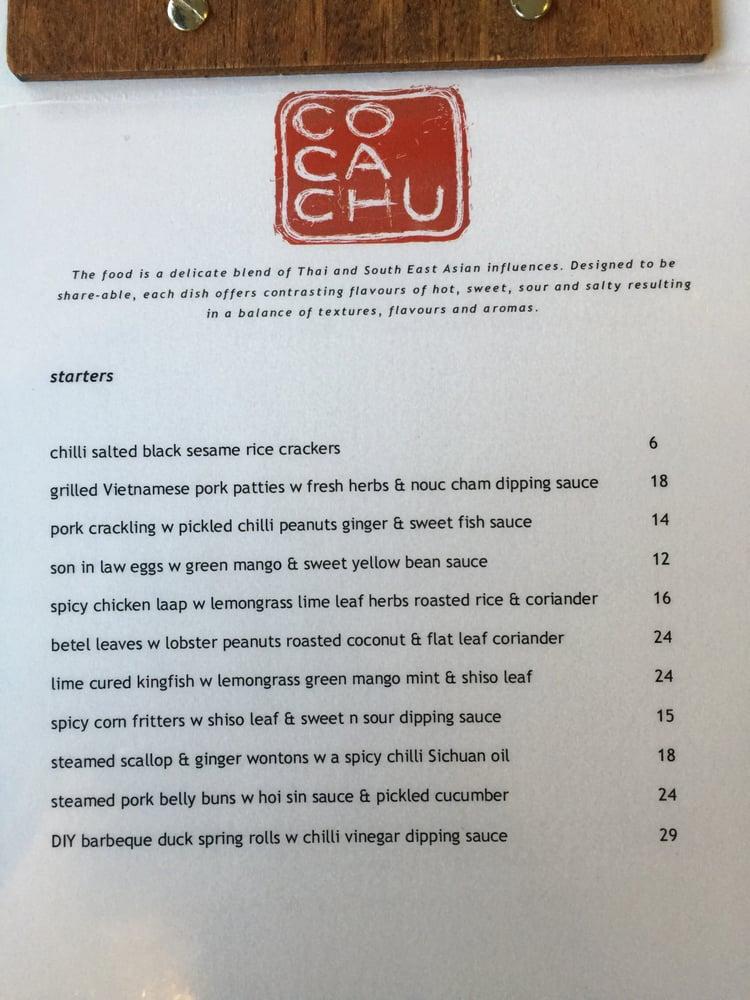 Menu at coca chu restaurant, Hamilton Island