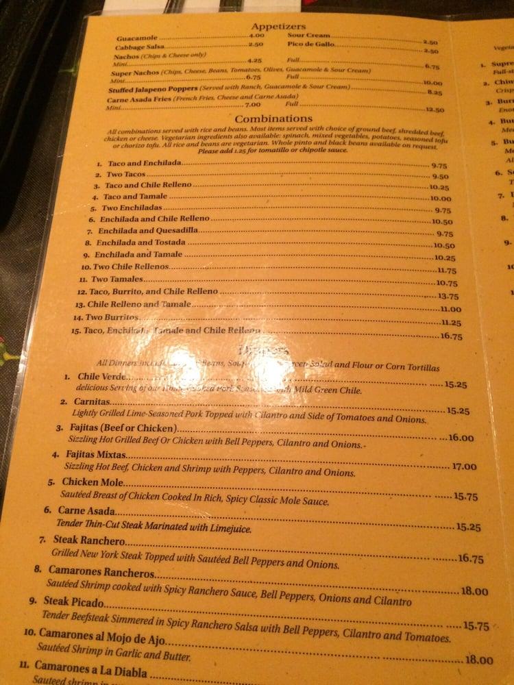Menu at Chapala Café restaurant, Eureka, 201 2nd St