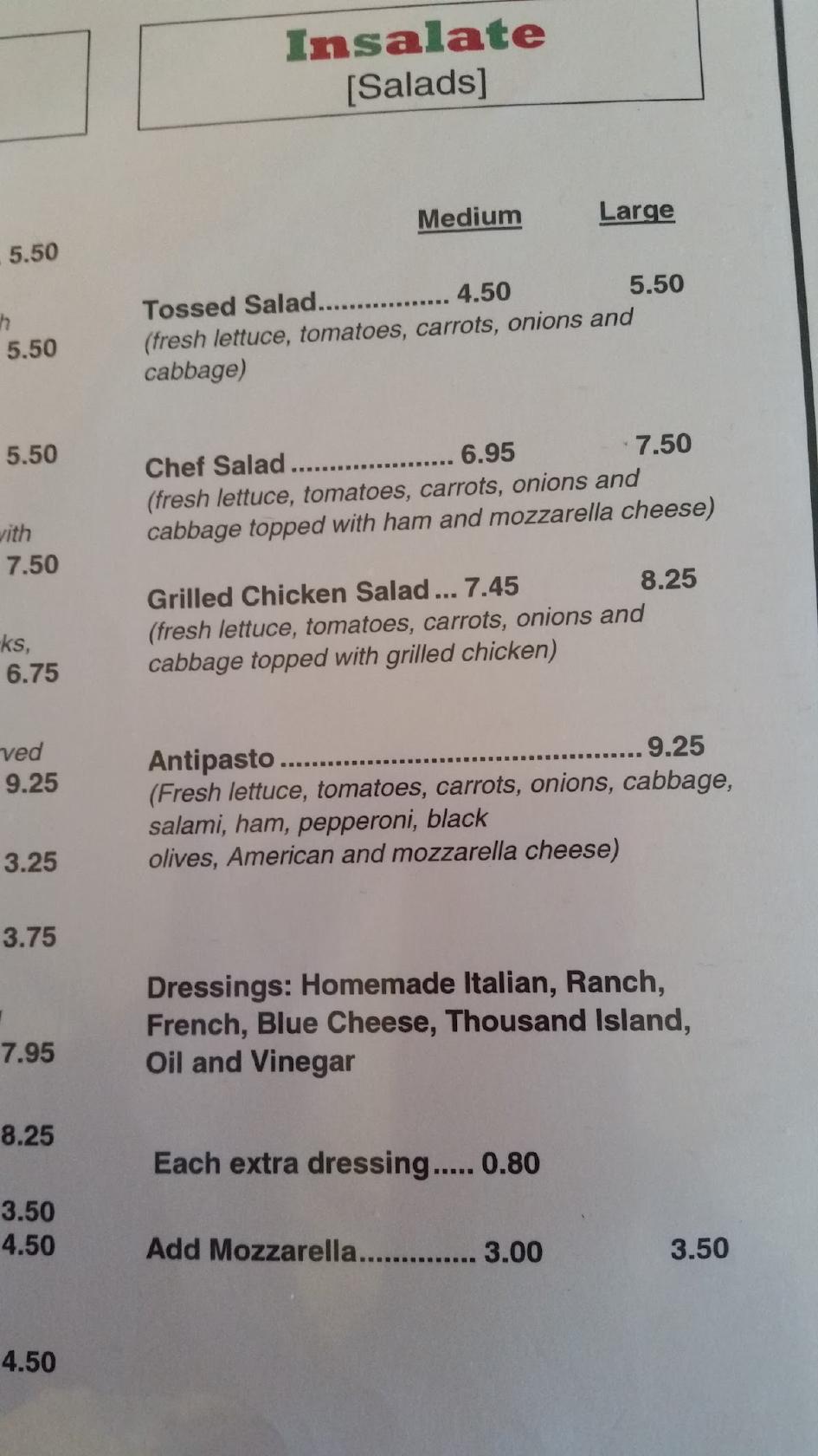 Menu at Fabio's Pizza pizzeria, Gordonsville