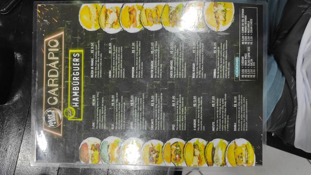 Menu at Joker's Burger Camocim restaurant, Camocim