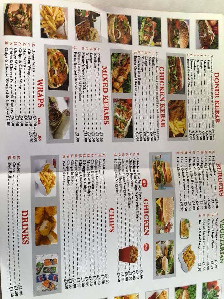 Menu at Muzzy's Kebab fast food, Wokingham