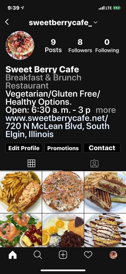 Menu at Sweet Berry Cafe, South Elgin