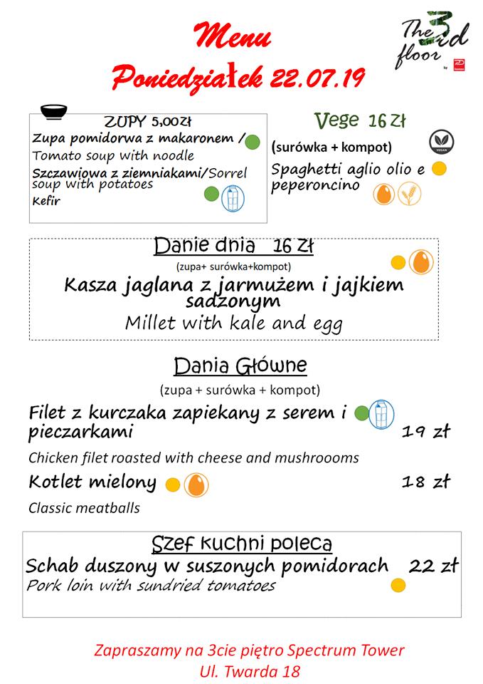 Menu at The 3rd Floor by Dussmann restaurant, Warsaw