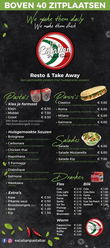 Menu at The Eatalian, Hasselt